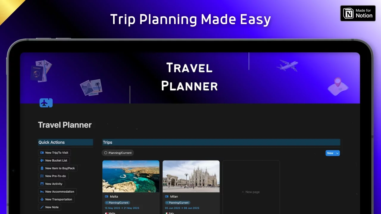 Travel Planner - Travel Template